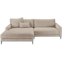 Ecksofa Home Affaire "Downtown, B/T/H: 272/190/84 cm L-Form", grau (taupe), B:272cm H:84cm T:190cm, 100% Polyester, Sofas, Ecksofa, weicher Sitzkomfort auch in Cord und Boucl&eacute;, incl. Zierkissen