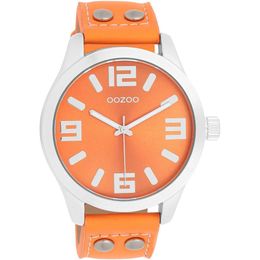 Quarzuhr OOZOO, orange, Armbanduhren, Damen, Quarzuhr, Armbanduhr, Damenuhr, Herrenuhr, Lederarmband, Ø 46mm