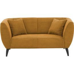 2-Sitzer Home Affaire, gold (goldfarben), B:172cm H:83cm T:88cm, 100% Polyester, Sofas, zwei verschiedene Fu&szlig;farben w&auml;hlbar
