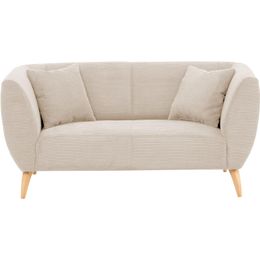 2-Sitzer Home Affaire, beige, B:172cm H:83cm T:88cm, 100% Polyester, Sofas, zwei verschiedene Fu&szlig;farben w&auml;hlbar