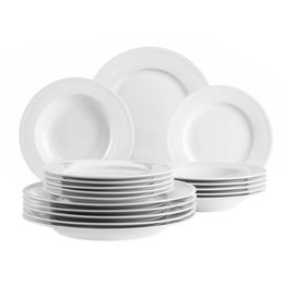 Mäser Teller-Set MÄSER "ARLONA, Tellerservice, Porzellan", weiß, 18 Stk., Porzellan, Geschirr-Sets
