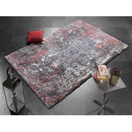 Teppich OCI DIE TEPPICHMARKE "Juwel Liray", rot (rosenholz), B:160cm H:20mm L:230cm, Kunstfaser, Teppiche, Teppich, Kurzflor, Wohnzimmer, Marmor Optik, Hoch Tief Effekt