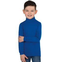 Rollkragenshirt TRIGEMA "TRIGEMA Langarm Ski- und Sport-Rollkragenpullover", Jungen, Gr. 128, blau (royal), 100% Baumwolle (Bio-Baumwolle kbA), Basic, Shirts