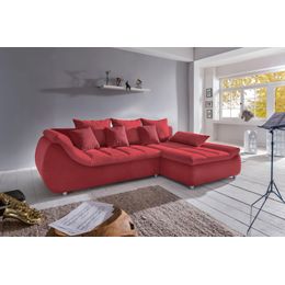 Ecksofa Home Affaire "Imola, bequem, aktuelle Steppung im Sitz, L-Form, Breite 270cm", rot, B:270cm H:90cm T:170cm, Microfaser PRIMABELLE (100% Polyester) / Struktur (82% Polyester, 9% Viscose, 7% Baumwolle, 2% Nylon);Kunstleder SOFTLUX / Struktur (82% Polyester, 9% Viscose, 7% Baumwolle, 2% Nylon), Sofas, Ecksofa, wahlweise mit Bettfunktion, Topseller