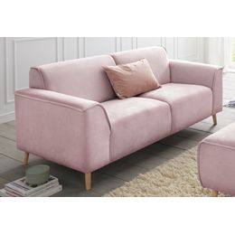 2,5-Sitzer Home Affaire "Janek Scandic Design, elegant und zeitlos", rosa (flamingo), B:193cm H:81cm T:90cm, Struktur fein ( 100% Polyester);Struktur weich (92% Polyester, 8% Nylon);Struktur fein ( 100% Polyester), Sofas, mit Federkern und Keder in scandinavischem Design