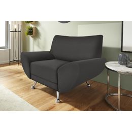Sessel Home Affaire "Saltare elegant und komfortabel, toller Designfu&szlig;", grau (anthrazit), B:112cm H:78cm T:82cm, Luxus-Microfaser ALCAZAR (100% Polyester);Feinstruktur (100% Polyester);Kunstleder SOFTLUX, Sessel, Sessel