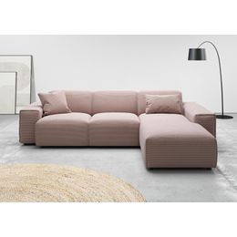 Ecksofa Home Affaire "Glimminge L-Form auch in Breitcord, Feincord + Easy care-Bezug", rosa, B:264cm H:71cm T:191cm, 12% Polyaxryl, 88% Polyester, Sofas, Ecksofa, Breite 264, Zierkissen