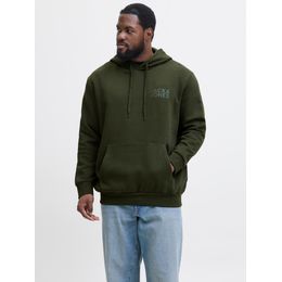 Jack & Jones PlusSize Kapuzensweatshirt "JJECORP LOGO SWEAT HOOD NOOS PLS", Jungen, Gr. 4XL, duffel bag detail:small tonal, angeraute Sweatware, Obermaterial: 70% Baumwolle, 30% Polyester, JACK & JONES PLUSSIZE, bedruckt, regular fit taillenbedeckt, ohne Ausschnitt, Rippbündchen, Sweatshirts, mit Logo Print