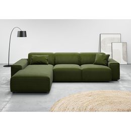 Ecksofa Home Affaire "Glimminge auch in Breitcord, Feincord, Boucl&eacute; + Easy care-Bezug", gr&uuml;n (moos), B:294cm H:71cm T:191cm, 95% Polyester, 5% Nylon, Sofas, Ecksofa, L-Form, Breite 294, Zierkissen