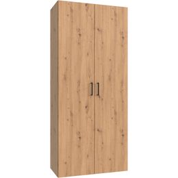 Kleiderschrank WIMEX "Mugano,in 3 Breiten, 2 Tiefen, viele Farben, Made in Germany", schwarz (artisan, eiche nachbildung, griffe schwarz), Schränke, Artisan-Eiche Nachbildung, B/H/T: 80cm x 185cm x 40cm, Ohne Spiegel, Basic, Holzwerkstoff, Kleiderschrank, mit langen oder kurzen Griffen aus Metall, mit oder ohne Spiegel, B:80cm H:185cm T:40cm