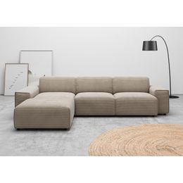 Ecksofa Home Affaire "Glimminge auch in Breitcord, Feincord, Boucl&eacute; + Easy care-Bezug", grau (taupe), B:294cm H:71cm, 12% Polyaxryl, 88% Polyester, Sofas, Ecksofa, L-Form, Breite 294, Zierkissen