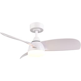 REALITY LEUCHTEN LED Deckenleuchte "HELSINKI mit Ventilator, Deckenventilator mit Licht inkl Fernbedienung", weiß (weiß matt), 1, Ø 90cm H: 40cm, 1 Stk., Leuchten, 6 Geschwindigkeiten höhenverstellbar Vor-& Rücklauf dimmbar Nachtlicht, LED Deckenleuchte