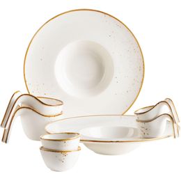 Mäser Geschirr-Set MÄSER "PINTAR, Gourmet Set, Porzellan", weiß, braun, 8 Stk., Porzellan, Geschirr-Sets, Geschirr-Set
