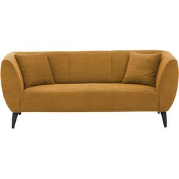 3-Sitzer Home Affaire, gold (goldfarben), B:208cm H:83cm T:88cm, 100% Polyester, Sofas, zwei verschiedene Fu&szlig;farben w&auml;hlbar