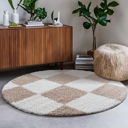 Hochflor-Teppich Sanat "Milano 1250", beige, H:30mm &Oslash;:150cm, Kunstfaser, Teppiche, Hochflor, Wohnzimmer, Schlafzimmer, fussbodenheizungsgeeignet