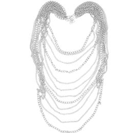 Lange Kette "Cascade", Damen, Gr. onesize, Metall, silber (silbern), Collezione Alessandro, Basic, Halsketten, 12-reihige Gliederkette
