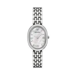 Quarzuhr Emporio Armani, wei&szlig; (edelstahlfarben, wei&szlig;), Armbanduhren, Damen, Quarzuhr, Armbanduhr, Damenuhr, Edelstahlarmband, analog