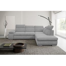 Ecksofa WERK2, B:280cm H:86cm T:230cmgrau, 90% Polyester, 10% Nylon, Wohnzimmer, Sofas, "Alicante Cord, inkl. Bettfunktion & Bettkasten, Breite