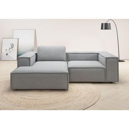 Ecksofa Home Affaire "Watertown, kompakte L-Form, 246 cm breite f&uuml;r kleinere R&auml;ume", grau (light, grau), B:246cm H:68cm T:171cm, 100% Polyester, Sofas, Ecksofa, modernes Ecksofa mit Feincordbezug, platzsparend & bequem
