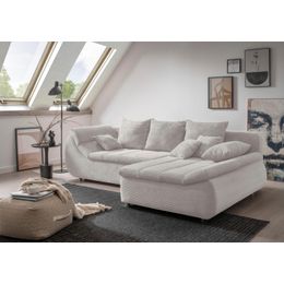 Ecksofa Home Affaire "Imola, bequem, aktuelle Steppung im Sitz, L-Form, Breite 270cm", silber, B:270cm H:90cm T:170cm, Microfaser PRIMABELLE (100% Polyester) / Struktur (82% Polyester, 9% Viscose, 7% Baumwolle, 2% Nylon);Kunstleder SOFTLUX / Struktur (82% Polyester, 9% Viscose, 7% Baumwolle, 2% Nylon), Sofas, Ecksofa, wahlweise mit Bettfunktion, Topseller