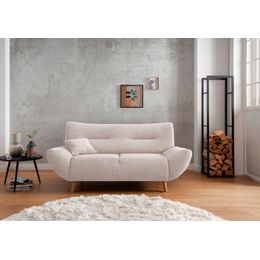 2-Sitzer Home Affaire "Drago", beige (creme), B:173cm H:81cm T:90cm, 100% Polyester, Sofas, frei im Raum stellbar, inkl. 1 Zierkissen