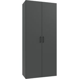 Kleiderschrank wimex "Mugano,in 3 Breiten, 2 Tiefen, viele Farben, Made in Germany", schwarz (grafit, griffe schwarz), Schränke, Grafit, B/H/T: 80cm x 185cm x 40cm, Ohne Spiegel, Premium, Holzwerkstoff, Kleiderschrank, mit langen oder kurzen Griffen aus Metall, mit oder ohne Spiegel, B:80cm H:185cm T:40cm
