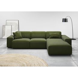 Ecksofa Home Affaire "Glimminge auch in Breitcord, Feincord, Boucl&eacute; + Easy care-Bezug", gr&uuml;n (moos), B:294cm H:71cm T:191cm, 95% Polyester, 5% Nylon, Sofas, Ecksofa, L-Form, Breite 294, Zierkissen
