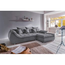 Ecksofa Home Affaire "Imola, bequem, aktuelle Steppung im Sitz, L-Form, Breite 270cm", grau (dunkelgrau), B:270cm H:90cm T:170cm, Microfaser PRIMABELLE (100% Polyester) / Struktur (82% Polyester, 9% Viscose, 7% Baumwolle, 2% Nylon);Kunstleder SOFTLUX / Struktur (82% Polyester, 9% Viscose, 7% Baumwolle, 2% Nylon), Sofas, Ecksofa, wahlweise mit Bettfunktion, Topseller