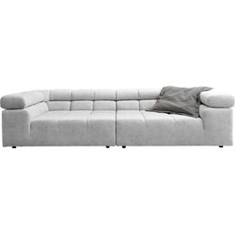 Big-Sofa Home Affaire "Ancona B/T/H: 290/110/70 cm", silber, B:290cm H:70cm T:110cm, Sofas, Big-Sofa, auff&auml;llige Steppung, inkl. 2 Zierkissen und verstellbaren Kopfst&uuml;tzen