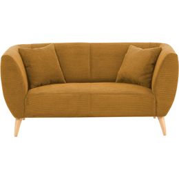 2-Sitzer Home Affaire, gold (goldfarben), B:172cm H:83cm T:88cm, 100% Polyester, Sofas, zwei verschiedene Fu&szlig;farben w&auml;hlbar