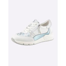 Sneaker Casual Looks, Damen, Gr. 36, weiß, eisblau, Lederimitat, Veloursleder, Schuhe Sneaker