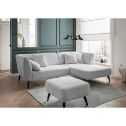 Ecksofa Home Affaire "Colori Polsterm&ouml;bel mit zeitlos eleganter R&uuml;ckenf&uuml;hrung. L-Form", silber, B:264cm H:80cm T:160cm, 100% Polyester, Sofas, Ecksofa, Holzfu&szlig;farbe w&auml;hlbar, inkl. 4x Zierkissen