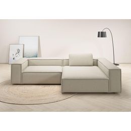 Ecksofa Home Affaire "Watertown, moderne XXL L-Form, 306 cm breit", beige (sand), B:306cm H:68cm T:191cm, 96% Polyester, 4% Nylon, Sofas, Ecksofa, Komfortabel mit tiefer Sitzfl&auml;che &ndash; ideal f&uuml;r gro&szlig;e Wohnr&auml;ume