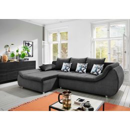 Ecksofa Home Affaire "Imolaa elegant, Breite 270cm, moderne Sitzsteppung, bequem, L-Form", grau (anthrazit), B:270cm H:90cm T:170cm, 100% Polyester, Sofas, Ecksofa, auch mit Bettfunktion und Bettkasten