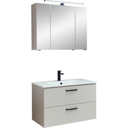 Badmöbel-Set SAPHIR "Quickset 500, Waschtischunterschrank mit Waschtisch und Spiegelschrank", kaschmir, Kastenmöbel-Sets, Damen, B/H/T: 81cmcm x 200cmcm x 46cmcm, Spanplatte, matt, Badmöbel-Set, B:81cm H:200cm T:46cm