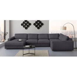 Wohnlandschaft Home Affaire "Bloomfield, Mega Polsterecke, Breite 390cm, viel Platz, U-Form", grau (obsidian), B:390cm H:84cm T:209cm, 100% Polyester, Sofas, Wohnlandschaft, In verschiedenen Gr&ouml;&szlig;en bestellbar