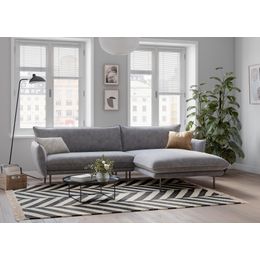 Ecksofa Home Affaire "Stine L-Form", grau, B:249cm H:86cm T:159cm, Struktur (100% Polyester);Struktur weich (85% Polyester/15% Nylon);Samtoptik (100% Polyester), Sofas, Ecksofa, Besonderes Design durch Kissenoptik und Keder, by Morten Georgsen