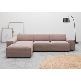 Ecksofa Home Affaire "Glimminge auch in Breitcord, Feincord, Boucl&eacute; + Easy care-Bezug", rosa, B:294cm H:71cm T:191cm, 12% Polyaxryl, 88% Polyester, Sofas, Ecksofa, L-Form, Breite 294, Zierkissen