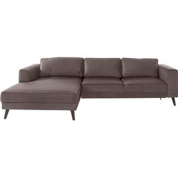 Ecksofa Home Affaire "Lumber Jack, elegant und bequem, Breite 280, hoher Fu&szlig;, L-Form", grau (taupe), B:280cm H:85cm T:167cm, Sofas, Ecksofa, in moderner Optik