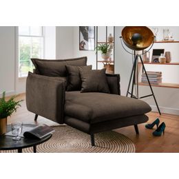 Loveseat Home Affaire "Lazio", braun (dunkelbraun), B:111cm H:101cm T:167cm, 100% Polyester, Sessel, moderner Sessel mit einer bequemen Polsterung, 2 Stk. Zierkissen