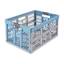 Klappbox keeeper "ben eco, Profi-Klappbox mit Softgriffen, 54 x 37 x 28 cm, 45 l", blau (eco sky blau, gray), B:54cm H:28cm T:37cm, Kunststoff, Einkaufsk&ouml;rbe, Soft-Touch-Griffe, zusammenklappbar