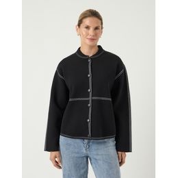 Strickjacke Y.A.S "YASJENA LS KNIT CARDIGAN S. NOOS", Damen, Gr. L, wei&szlig; (schwarz detail:star wei&szlig; stitch), Strick, Obermaterial: 38% Viskose, 33% Polyester, 21% Nylon, 8% Wolle, unifarben, regular fit, Rundhals, Strickjacken Strickjacke