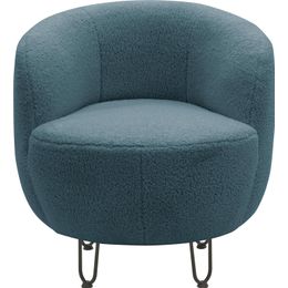 Sessel Home Affaire "Anjuli Lieferzeit nur 2 Wochen", blau (eisblau), B:72cm H:72cm T:76cm, 100% Polyester, Sessel, Sessel, Runde Form, perfektes Einzelst&uuml;ck, Flausch oder Feinstruktur