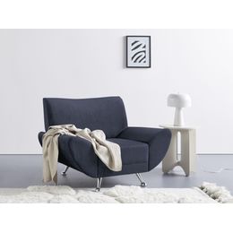 Sessel Home Affaire "Saltare elegant und komfortabel, toller Designfu&szlig;", blau (dunkelblau), B:112cm H:83cm T:82cm, Luxus-Microfaser ALCAZAR (100% Polyester);Feinstruktur (100% Polyester);Kunstleder SOFTLUX, Sessel, Sessel