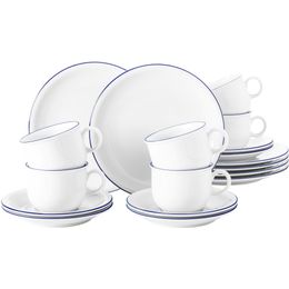 Kaffeeservice SELTMANN WEIDEN "Geschirr-Set, Service Compact Blaurand", weiß (weiß, blau), 18 Stk., Porzellan, Geschirr-Sets, Kaffeeservice, Teller, Tassen, Untertassen, Made in Germany, 18 Teile, für 6 Personen
