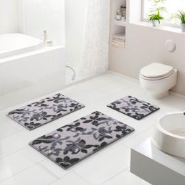 Badematte Grund "Umbria", beige (taupe), H:20mm, Polyacryl, Badematten, Badematte, Modernes Bl&auml;ttermuster in Black oder Taupe, 5 Jahre Garantie