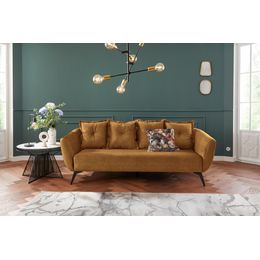 3-Sitzer Home Affaire "Baggio", gelb, B:236cm H:80cm T:103cm, Sofas, Zierkissen inklusive