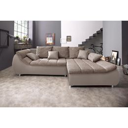 Ecksofa Home Affaire "Imola, bequem, aktuelle Steppung im Sitz, L-Form, Breite 270cm", braun (cappuccino, cappuccino), B:270cm H:90cm T:170cm, Microfaser PRIMABELLE (100% Polyester) / Struktur (82% Polyester, 9% Viscose, 7% Baumwolle, 2% Nylon);Kunstleder SOFTLUX / Struktur (82% Polyester, 9% Viscose, 7% Baumwolle, 2% Nylon), Sofas, Ecksofa, wahlweise mit Bettfunktion, Topseller