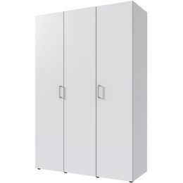 Kleiderschrank WIMEX "Mugano,in 3 Breiten, 2 Tiefen, viele Farben, Made in Germany", weiß, griffe alufarben, Schränke, Weiß, B/H/T: 120cm x 185cm x 54cm, Ohne Spiegel, Basic, Holzwerkstoff, Kleiderschrank, mit langen oder kurzen Griffen aus Metall, mit oder ohne Spiegel, B:120cm H:185cm T:54cm
