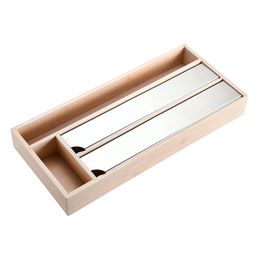 Folienspender Kesper "Schubladen-Folienspender mit praktischen Abrei&szlig;kanten aus Edelstahl", braun (hellbraun), B:19cm H:5,4cm L:19cm T:42cm, Bambus, K&uuml;chenrollenhalter, aus FSC-zertifiziertem Bambus, mit 4 F&auml;chern, Ma&szlig;e ca.: 42x19x5,4 cm